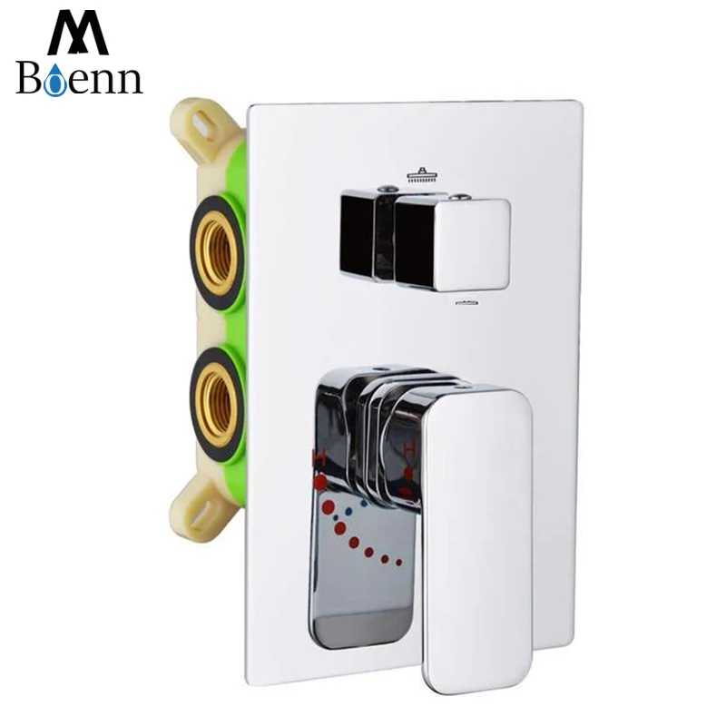 Concealed Mounted Brass Shower Faucets Hot Cold Shower Mixer 3 Ways ...