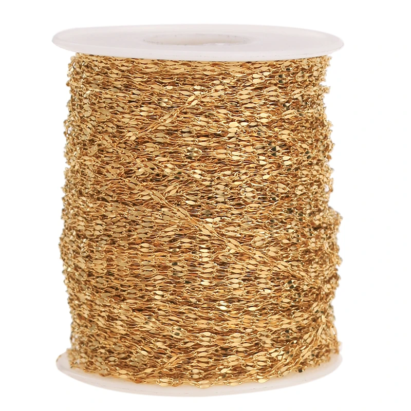 2m Stainless Steel Flat Oval Lip shape Water wave Chain for Pendant ...