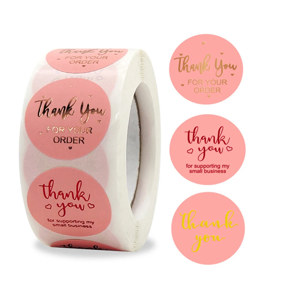 100 500pcs Thank You Stickers Rose Gold Package sealing Labels Thank ...