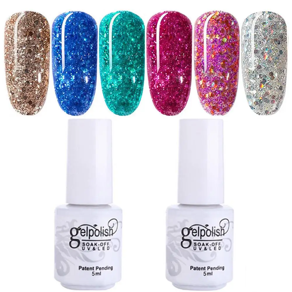 5ml Serie Gel Nagellack Rosa Glitter Nail art UV LED Tränken off Gel ...