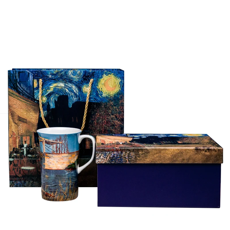2020 Van Gogh painting design fine bone china coffee Mugs ceramic mug ...
