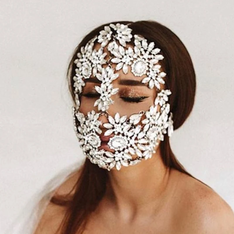 INS Fashion Crystal Handmade Bling Masks Decoration Face Jewelry for ...
