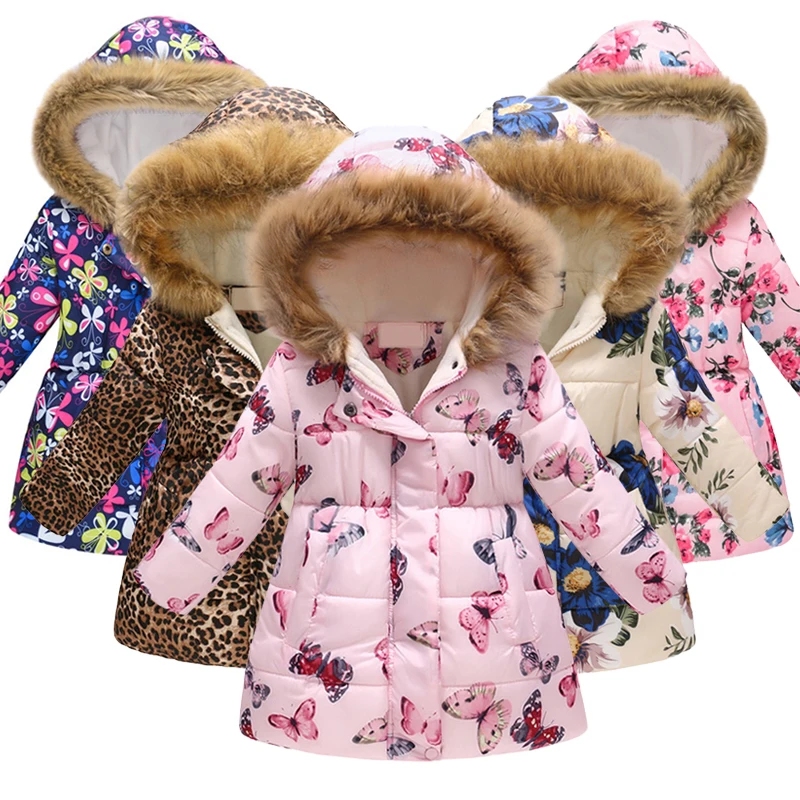 Girls-Down-Jackets-Kid-Printed-Plus-Velvet-Thick-Outerwear-Children ...