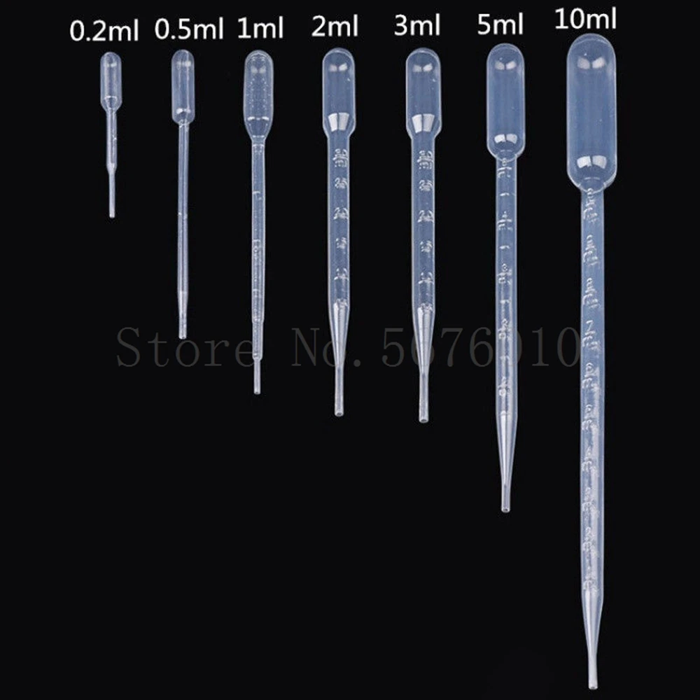 100pcs to 500pcs lab 0.2ml 0.5ml 1ml 2ml 3ml 5ml 10ml Plastic Pasteur Pipette Disposable Clear ...