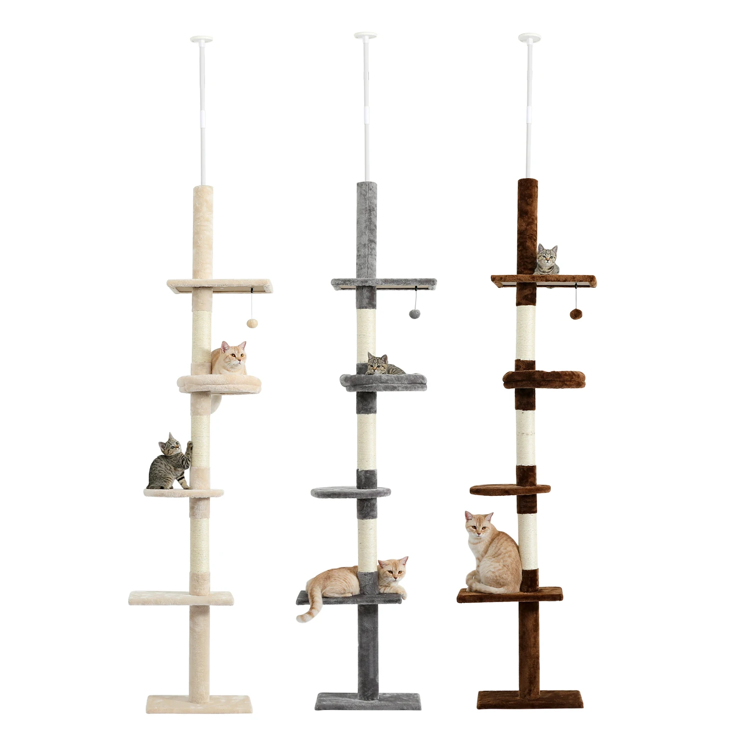Adjustable-228-274cm-Height-Floor-to-Ceiling-Vertical-Cat-Tree-Stable ...