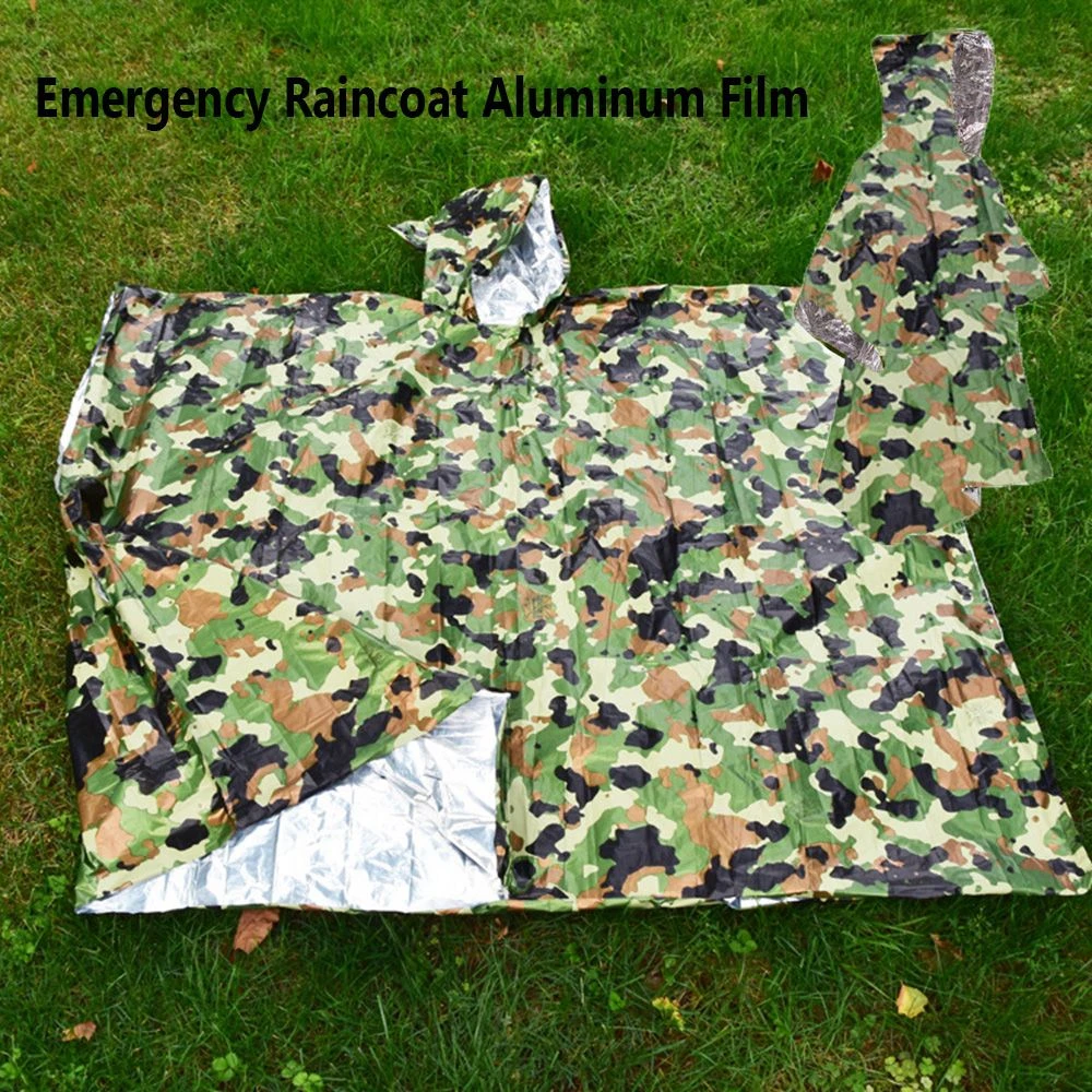 Orange Green Emergency Raincoat Aluminum Film Disposable Poncho Cold ...