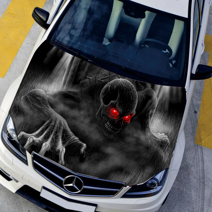HD Printed Hood Vinyl Stickers Demon Evil spirit Engine Cover Decals ...