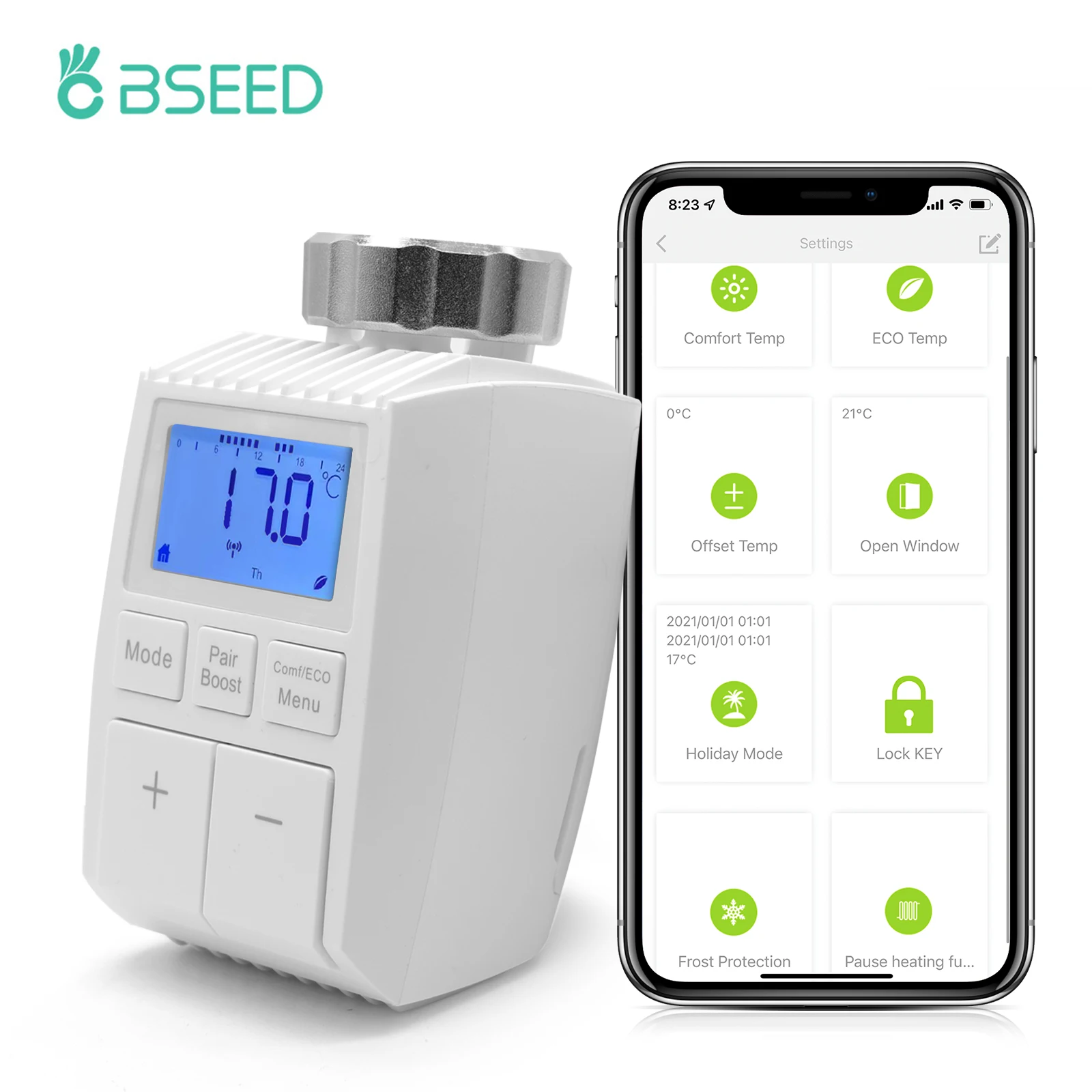Bseed 지그비 타입 온도 조절 밸브, 투야 스마트 라디에이터 액추에이터, 프로그래밍 가능한 온도 컨트롤러 지원 앱 구글 ...