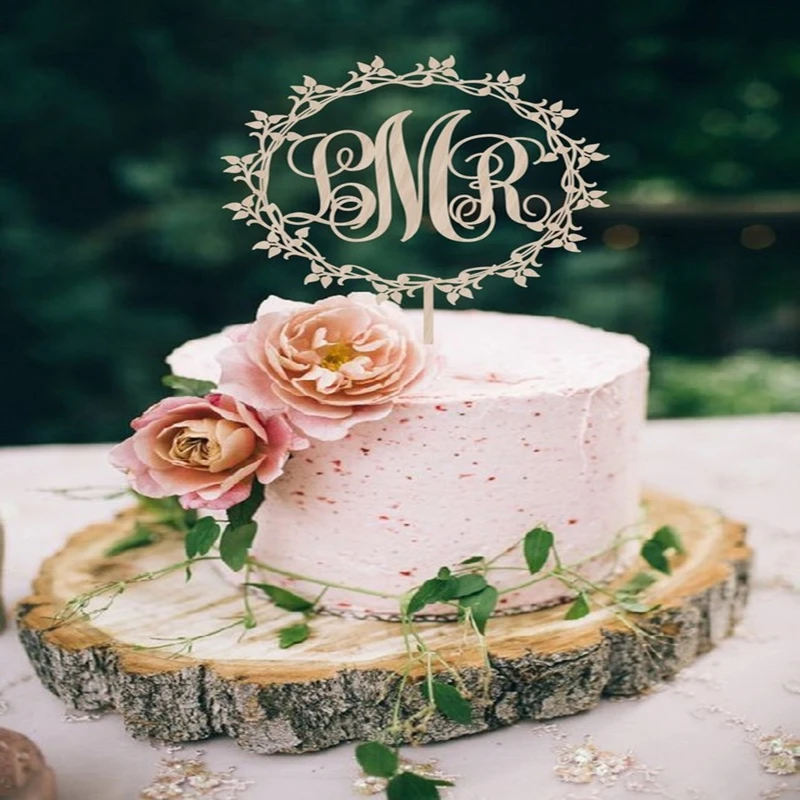 Decorations Weddings Wedding Cake Toppers Mr Mrs Wood Wreath Cake ...