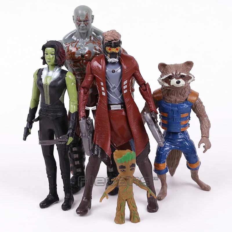 Marvel Guardians Figures Star Lord Gamora Drax Rocket Raccoon Tree Man ...