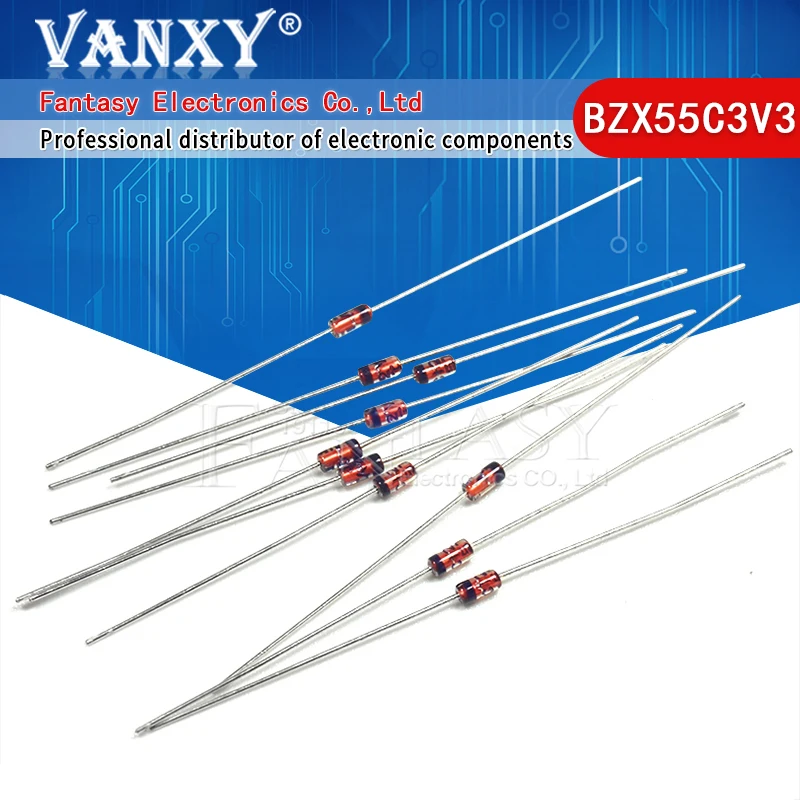 100pcs 0.5W 3.3V BZX55C3V3 1/2W DO 35 Zener Diodes|zener diode|zener ...