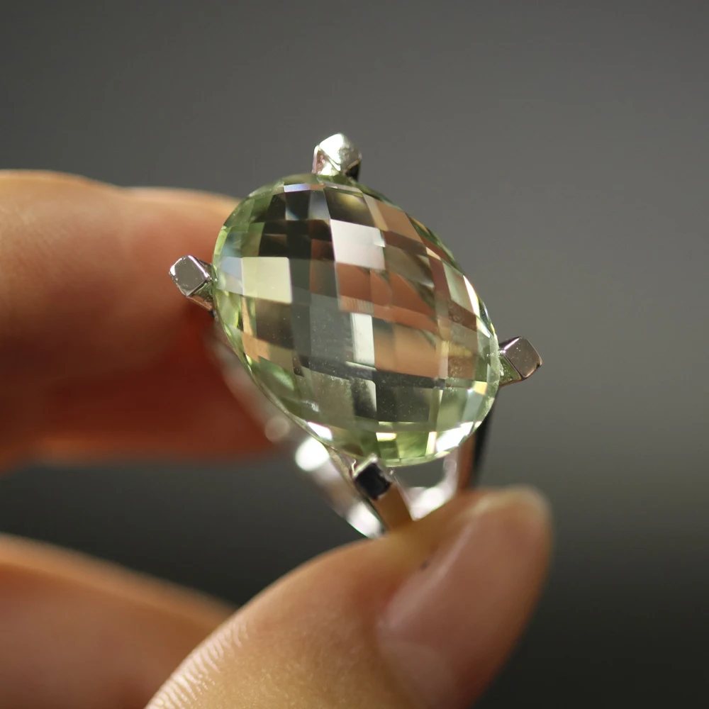 Green Amethyst Ring Silver