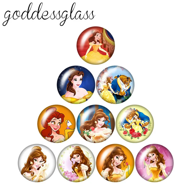 Disney-Beauty-and-the-beast-Princess-Belle-10pcs-12mm-20mm-25mm-Round ...