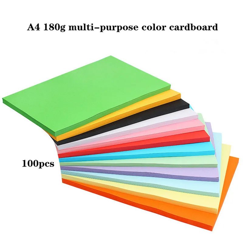 100 folhas feitas à mão papel colorido a4 papel de impressão a cores papel 180g a4 cor cartão ...