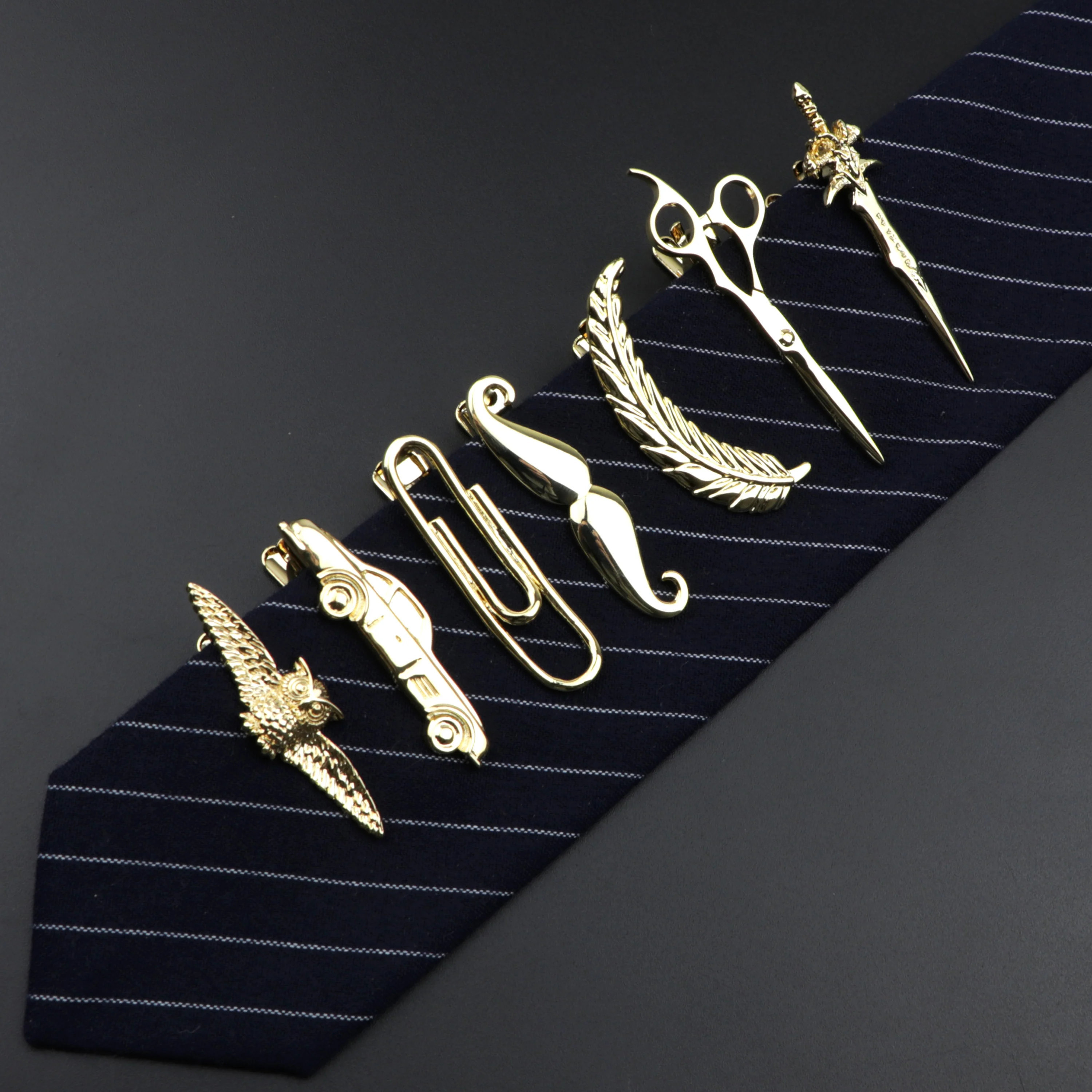 Men-s-Neck-Tie-Pin-Clips-Golden-Business-Unique-Fashion-Style-Wedding ...