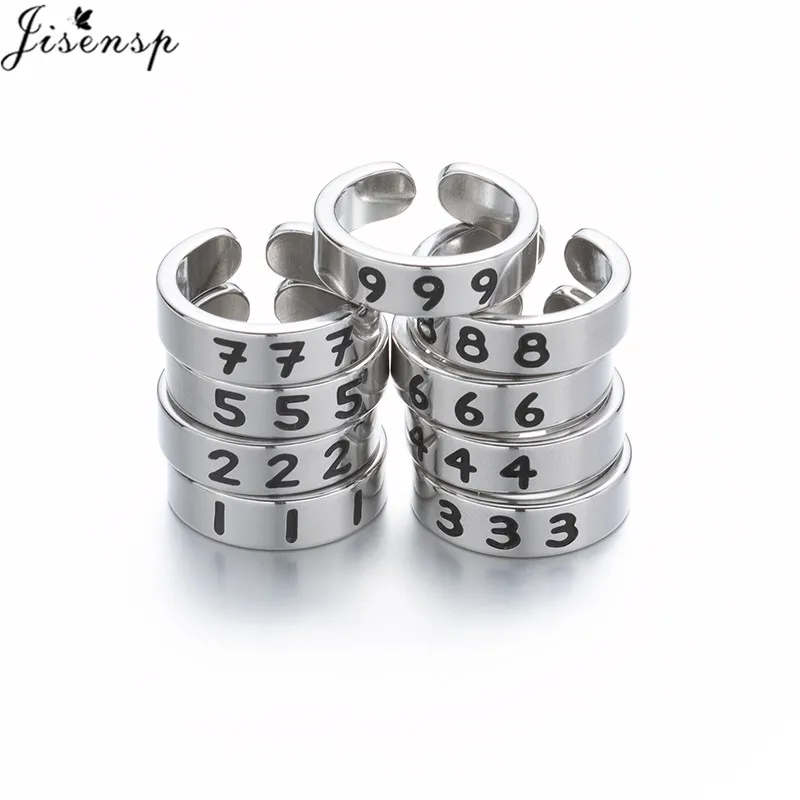 Stainless Steel Angel Number Ring for Women Men Lucky 111 222 333 444 ...