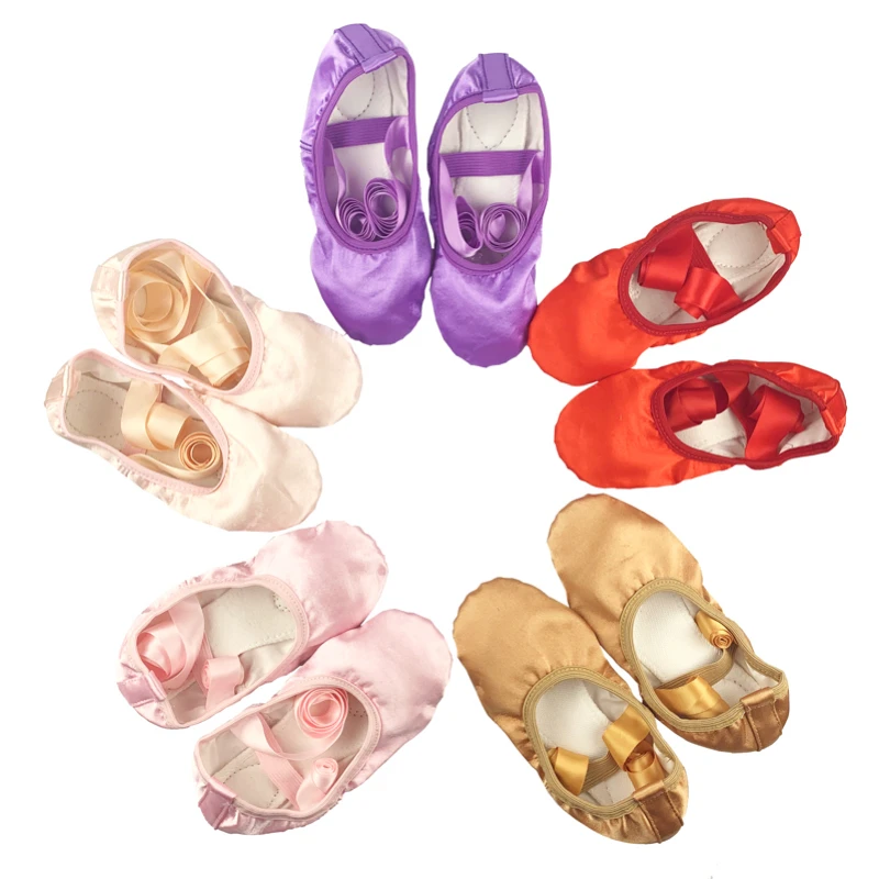 Girls-Ballet-Shoes-Satin-Silk-Flat-Ballet-Dancing-Slippers-Dance-Shoes ...