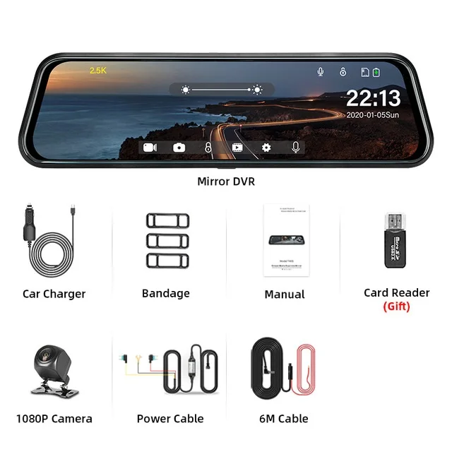 Mirror DVR Car Video Recorder Ultra HD 2.5K Dash Cam Registrar 1080P 10 ...