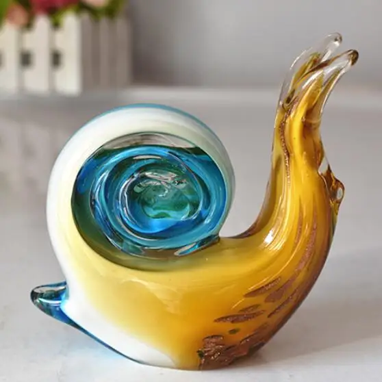Colored Glaze Snail Statue Ornaments Living Room Desktop Decor Glass ...