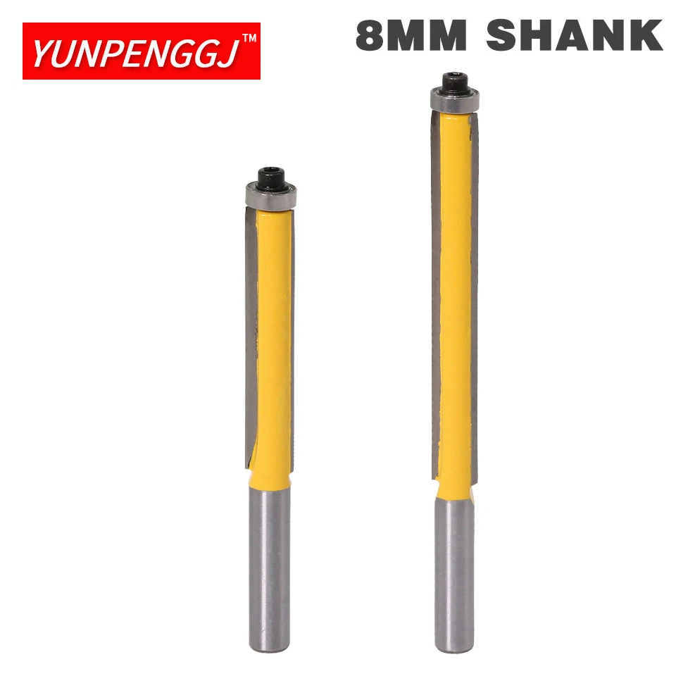 1Pc 8mm SHANK long blade flush bit Flush Trim Router Bit End Bearing ...