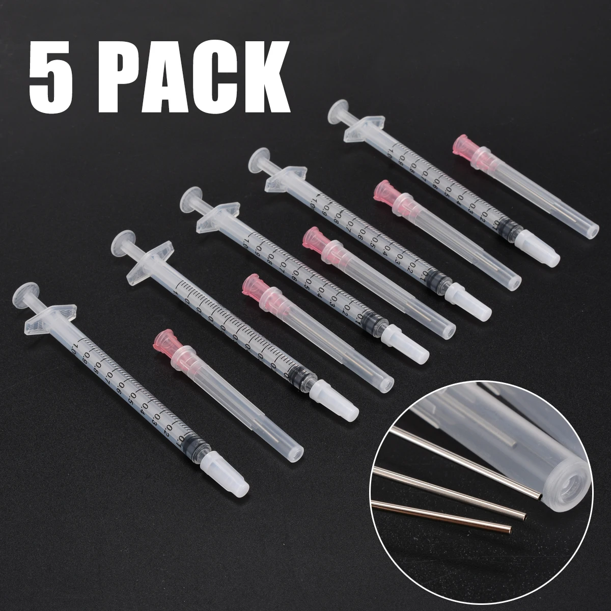 5pcs 1ml Dispensing Syringe + Blunt Tip Needle 18 Gauge 1.5 Inch ...