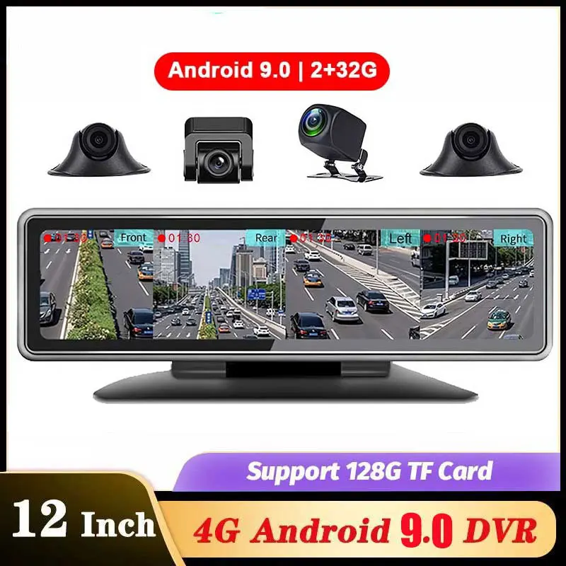 Car-DVR-4-Channel-Lens-4G-Android-9-0-Dashboard-Camera-Video-Recorder ...