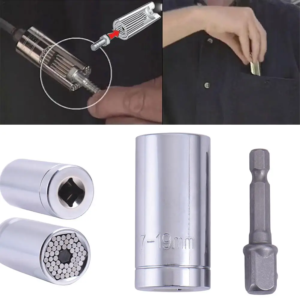 Universal Socket Gator Grip Socket Wrench Set With Power Drill Adapter ...