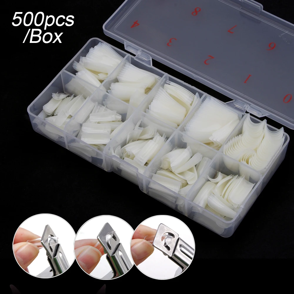 24/50/500tips/set Acrylic False Nail Tips Practice Nail Capsules ...