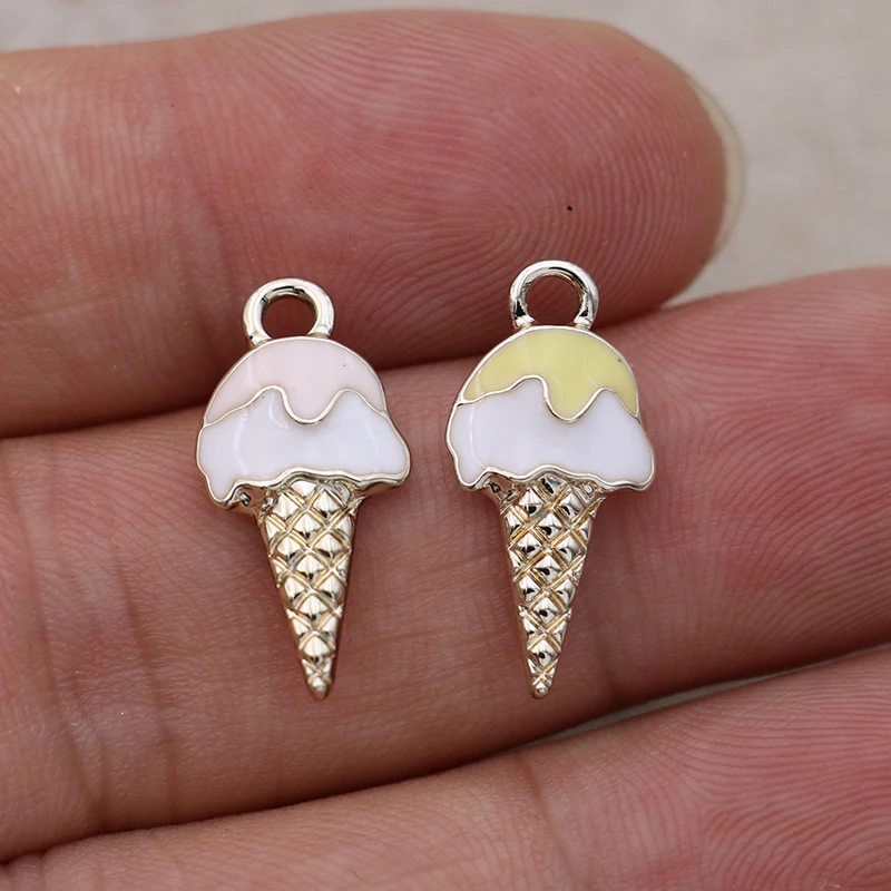 10pcs Enamel Ice Cream Charms Pendant for Jewelry Making Earrings ...