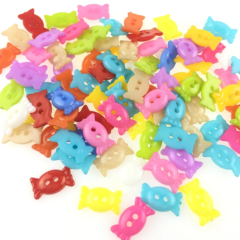 100pcs Candy Shape Mixed Colors Resin Buttons For Sewing Or ...