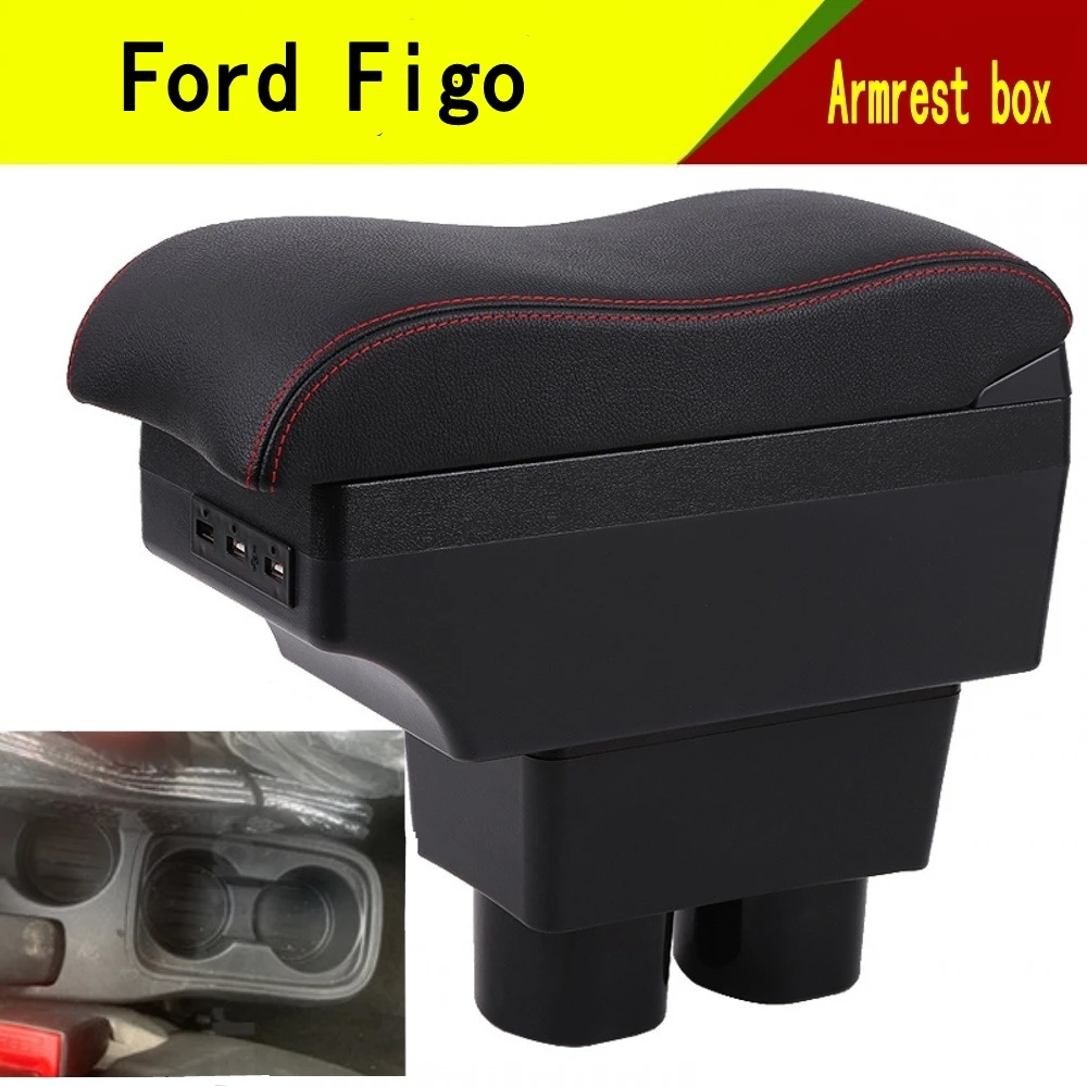 Reposabrazos-para-Ford-Figo-caja-con-carga-USB-doble-capa ...