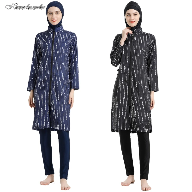 Modesty-Casual-Full-Cover-Burkinis-Women-Muslim-Islamic-Zipper-Swimwear ...