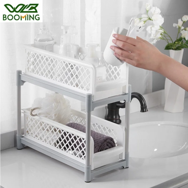 WBBOOMING Plastic Double deck Shelf Bathroom Shampoo and Shower Gel ...