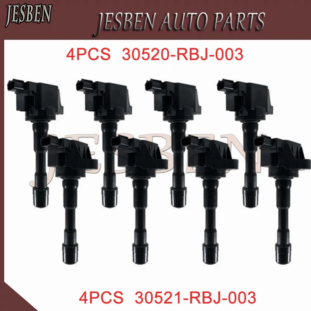 8PCS Front Rear Ignition Coil 30521-RBJ-003 30520-RBJ-003 For Honda FIT ...
