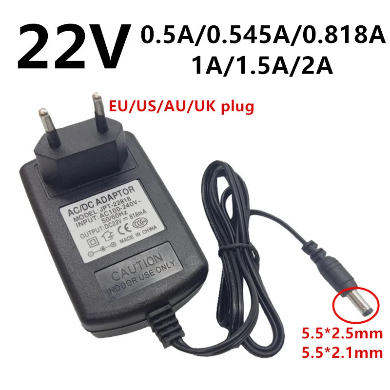 22 V 22 V 범용 전원 어댑터 공급 어댑터 AC 110V 220V DC 22 V 0.5A 500ma 0.545A 545ma 0.818A 818ma 1A 1.5A 2A ...