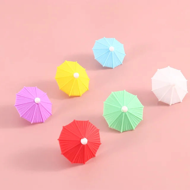 6Pcs Silicone Umbrella Wine Glass Marker Party Drinking Buddy ...