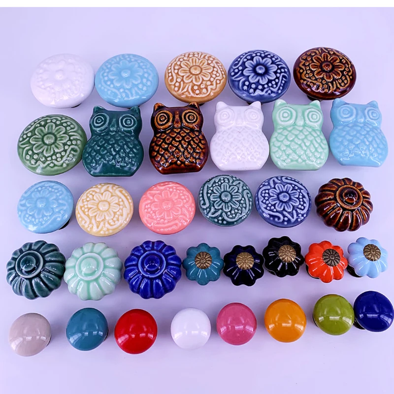 1x Rural style Ceramic Knobs for Dresser, Drawers Kitchen Cabinets ...