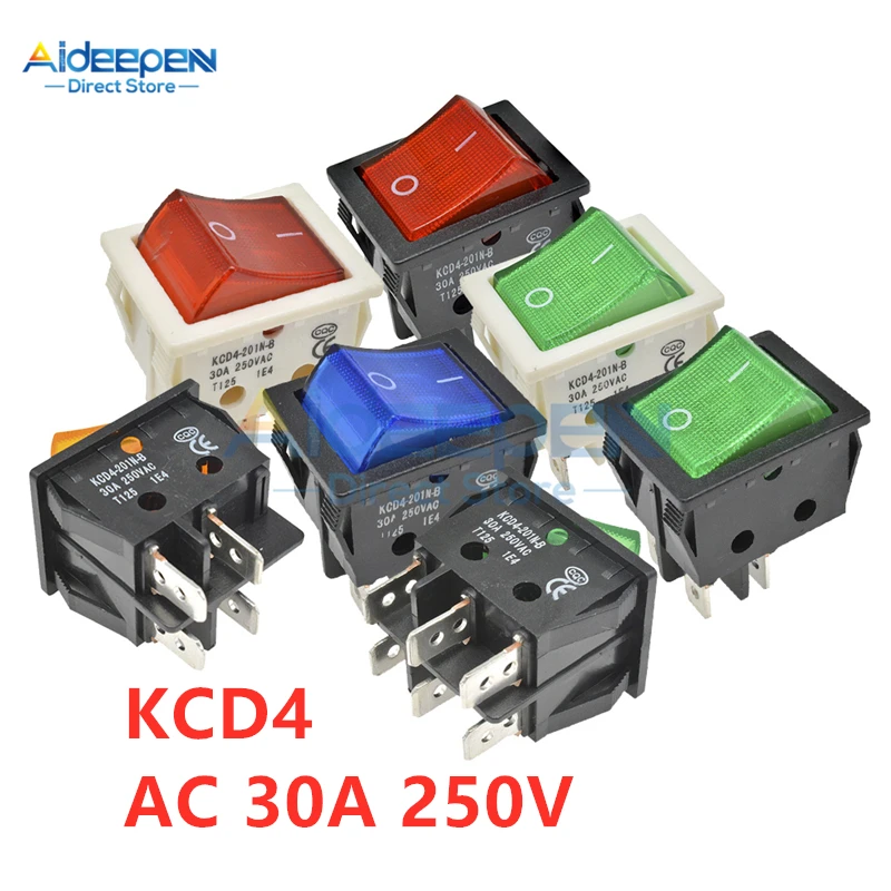 Kcd4 Ac 30a 250v Rocker Switch 25x31mm On-off 2 Position 4/6 Pins With ...