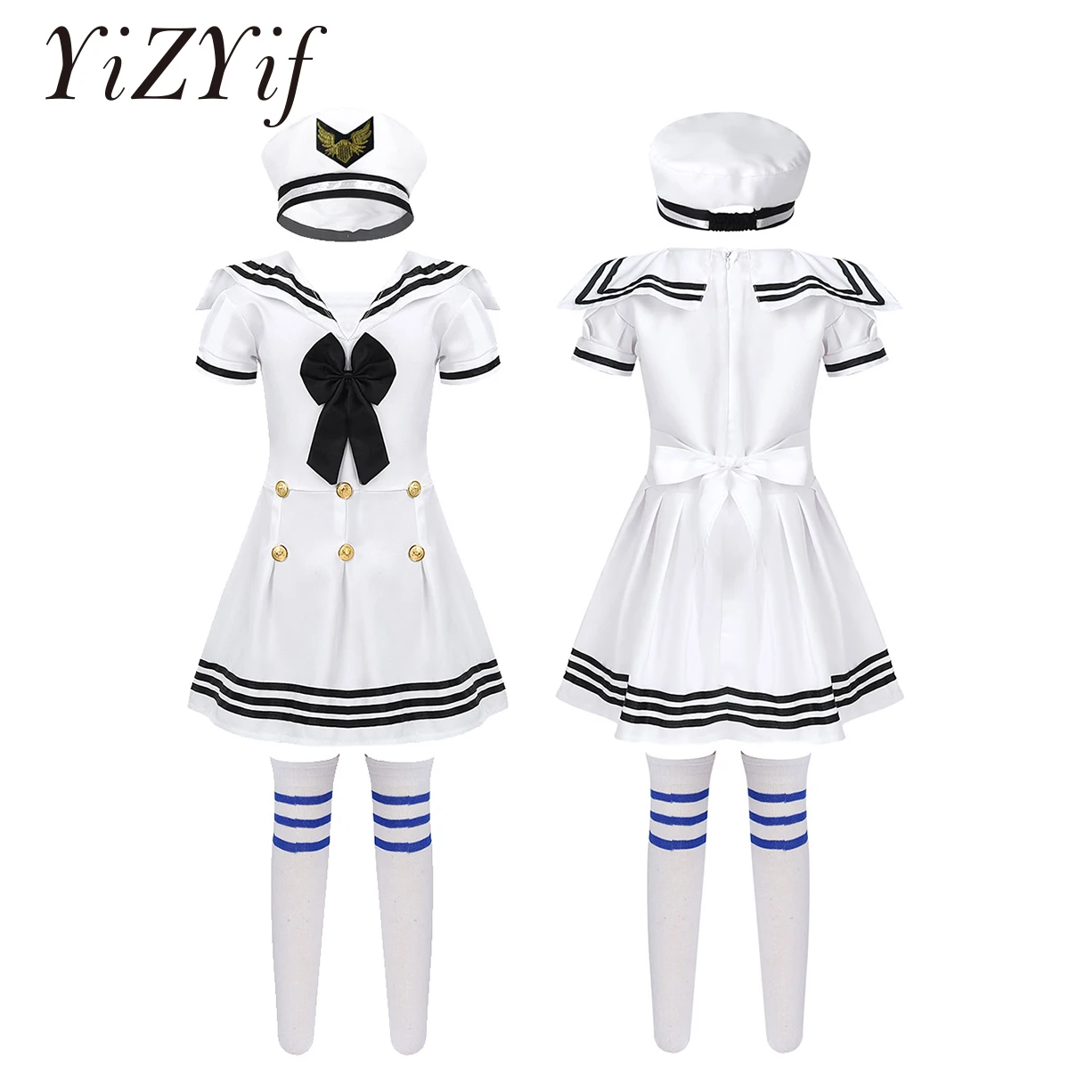 Baby-Girls-Nautical-Sailor-Dress-with-Hat-Children-Sailor-Cosplay ...