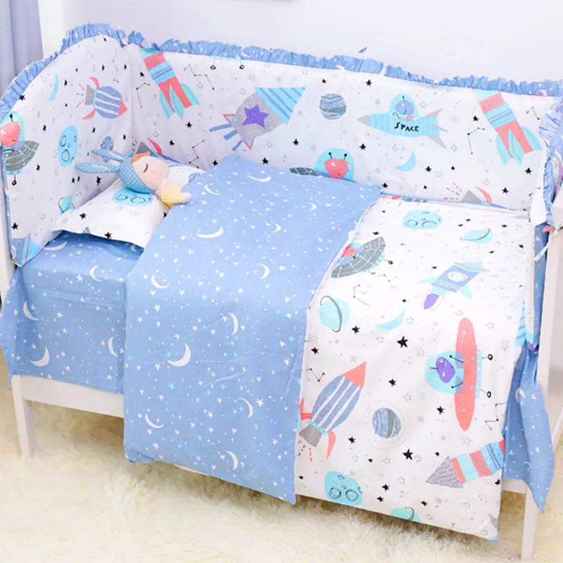 6pcs /set Baby Boys Girls Crib Bedding Set Cotton Baby Bed Linens Set ...