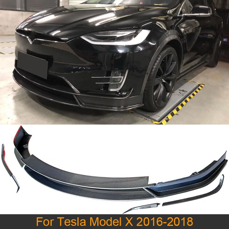 Carbon Fiber Front Bumper Lip Spoiler For Tesla Model X 2016 - 2018 Car ...