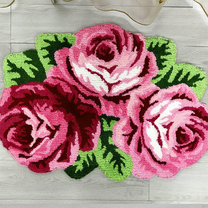 Rose-Flower-Tufted-Rug-Soft-Plush-Home-Decor-Carpet-Anti-Slip-Bathroom ...