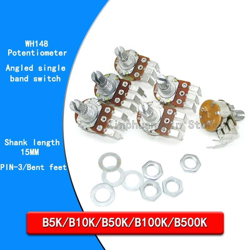5pcs-With-switch-potentiometer-WH148-B500K-B10K-B50K-B100K-curved-foot ...