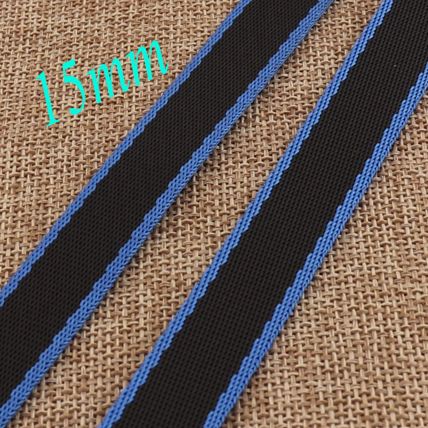 15-mm-Blue-Black-Key-Chain-Webbing-Purse-Strap-Thin-Woven-Ribbon ...