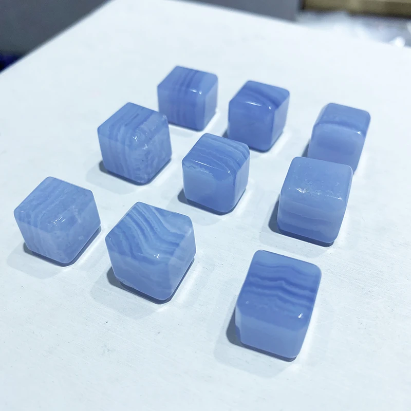 1pcs Natural Blue Lace Agate Cube Loose Beads Pendant Gemstone DIY ...