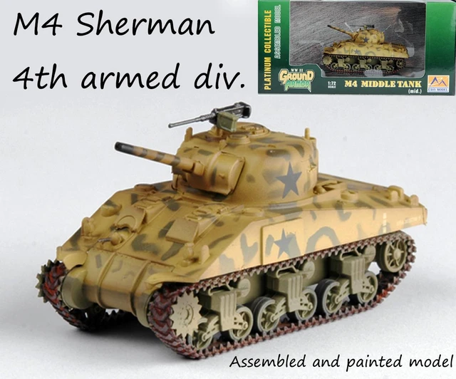 WW2 M4 sherman tank US army 4th armed div. camouflage non diecast 1/72 ...