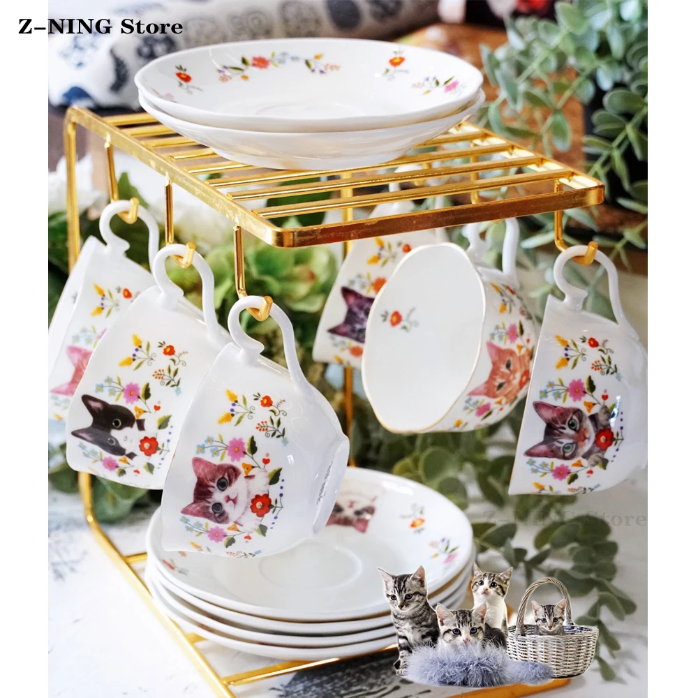 Ceramic-Coffee-Cup-and-Saucer-Set-Ceramic-Tea-Cup-and-Saucer-Cute-Cat ...