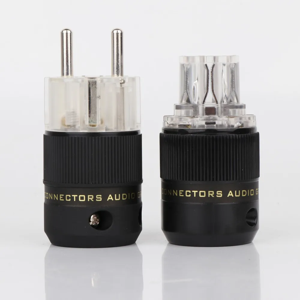 P077TE + C077TE Schuko Netz Power Stecker silber Überzogene Stecker IEC ...