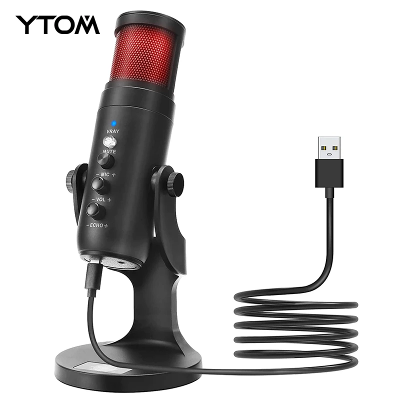 Ytom rg1 usb streaming microfone computador condensador pc mic com ...