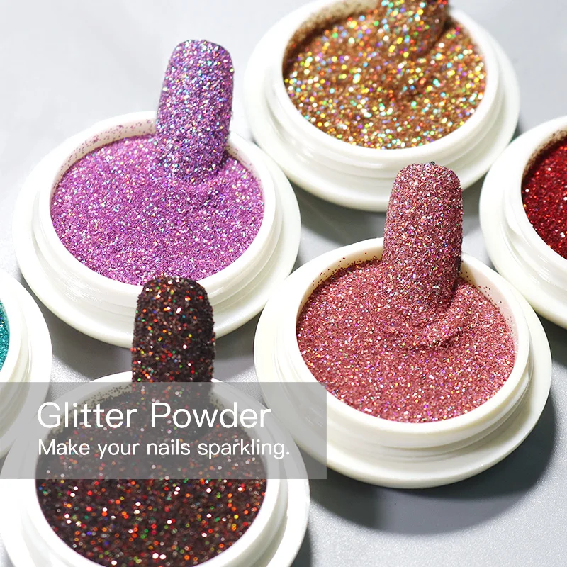 Lucky Colors Nail Glitter Powder 3D Nail Art Decoration Flake Acrylic ...